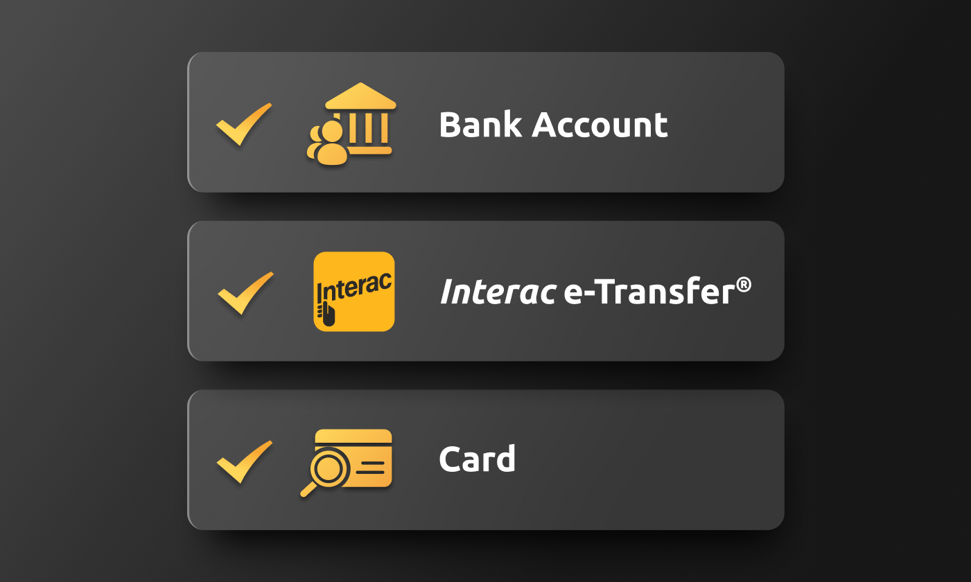 Payment Verification for Bank, Interac e-Transfer®, and Cards